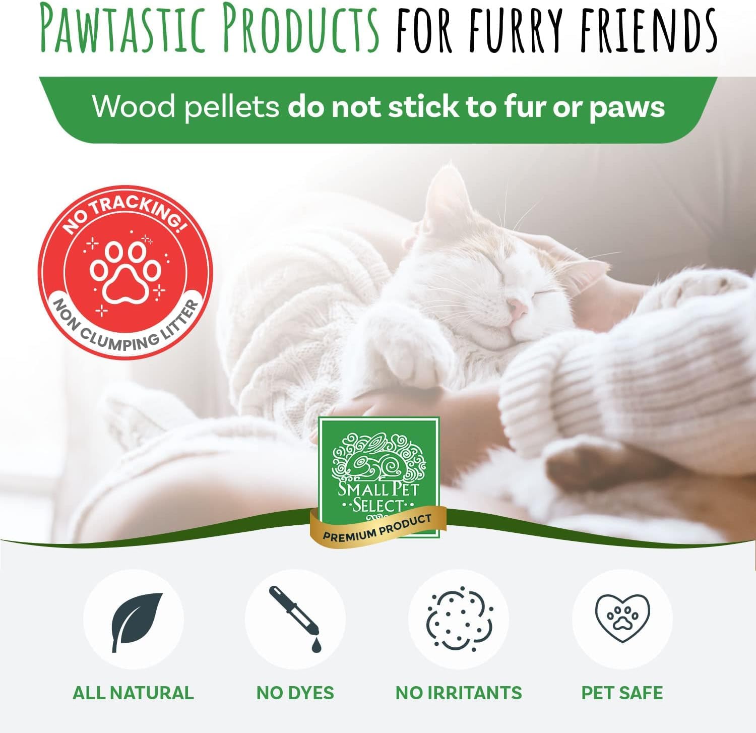 Small Pet Select Premium Pine Pelleted Cat Litter, 100% All Natural Pellet Kitty Litter, Non Clumping Non Tracking Low Dust Litter Meant for Use with Sifting Litter Box, Made in USA, 20 lbs