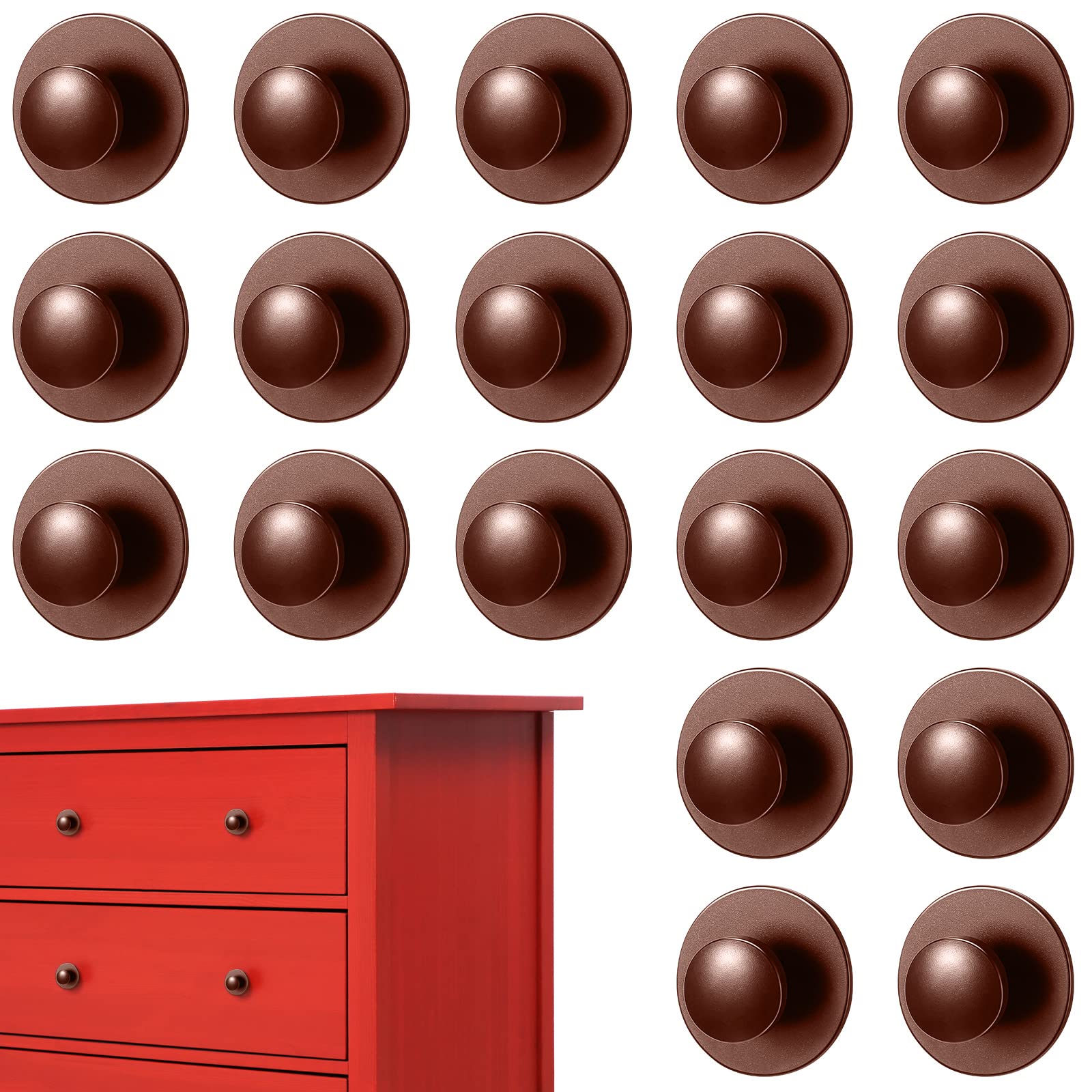 Jetec 20 Pieces Adhesive Cabinet Knobs Mini Instant Handle Stick Auxiliary Cabinet Organizer Pull Self-Stick Handle Helper for Windows, Wardrobes, Cabinets, Drawers(Coffee Color)