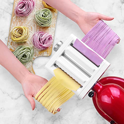 Pasta Maker Attachment for KitchenAid Stand Mixers -3 in 1 Set Pasta Attachments includes Pasta Roller, Spaghetti Fettuccine Cutter, Pasta Machine Attachment Accessories for KitchenAid