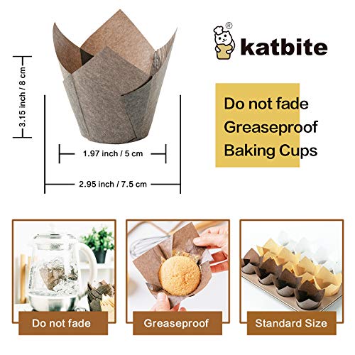 Katbite Tulip Cupcake Liners 200PCS, Muffin Baking Cupcake Liners Holders, Baking Cups, Cupcake Wrapper for Party, Wedding, Birthday, Christmas Cupcake Liners