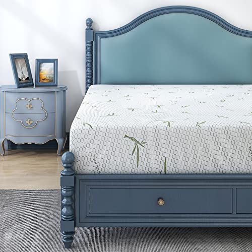 IULULU Queen Size Mattress in a Box, 8 Inch Gel Memory Foam Mattress with Bamboo Cover, Cooling Bed Mattress Made in USA, CertiPUR-US Certified,White