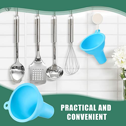 Silicone Funnels 4 Pieces Wide Mouth Funnel Flexible Condiment Funnel Sauce Funnel Canning Funnel Set for Home Restaurant Kitchen Squeeze Bottles Jars Cans, 3.2 x 1 Inch(Mixed Colors)