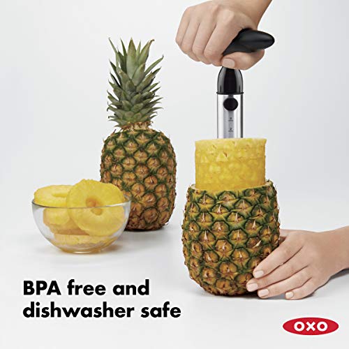 OXO Good Grips Stainless Steel Pineapple Corer & Slicer,Silver/Black