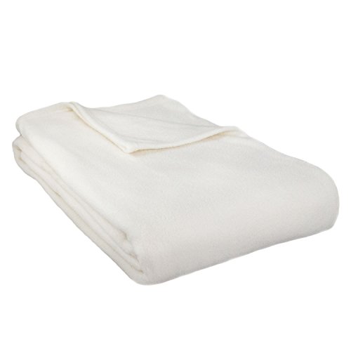 Cozy Fleece Alta Luxury Hotel Fleece Blanket, Ivory, Full