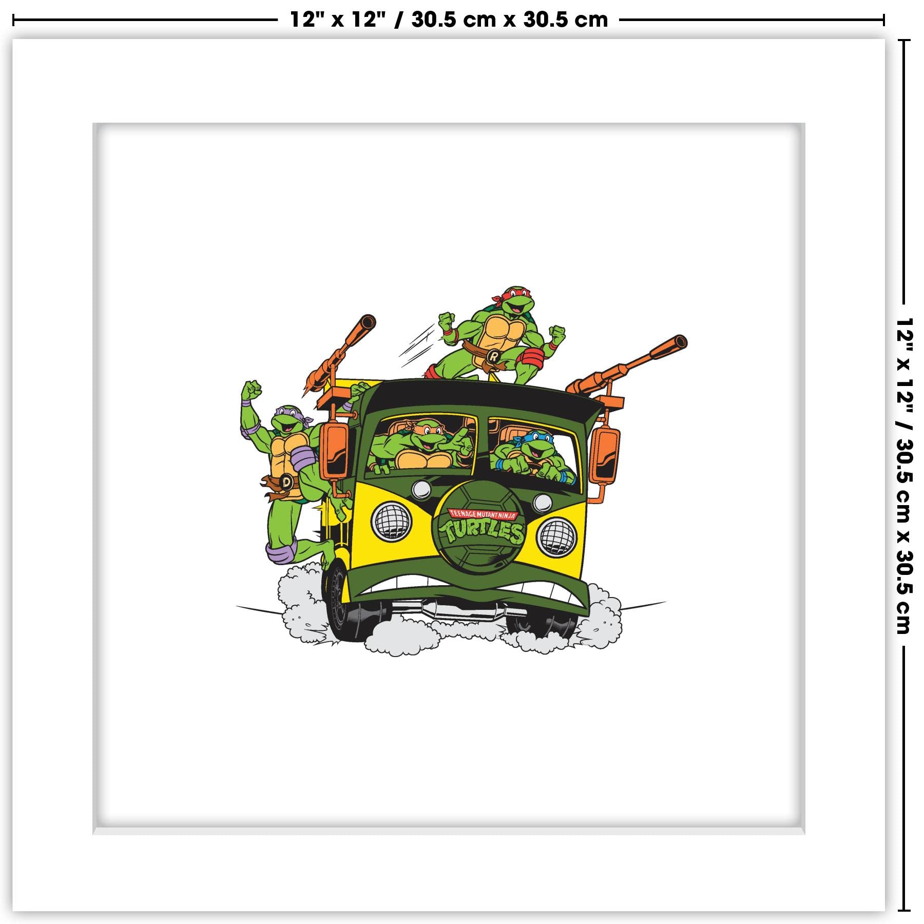 Trends International Gallery Pops Nickelodeon Teenage Mutant Ninja Turtles - Party Wagon Wall Art Wall Poster, 12" x 12", White Framed Version