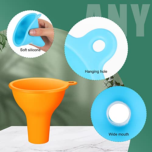 Silicone Funnels 4 Pieces Wide Mouth Funnel Flexible Condiment Funnel Sauce Funnel Canning Funnel Set for Home Restaurant Kitchen Squeeze Bottles Jars Cans, 3.2 x 1 Inch(Mixed Colors)