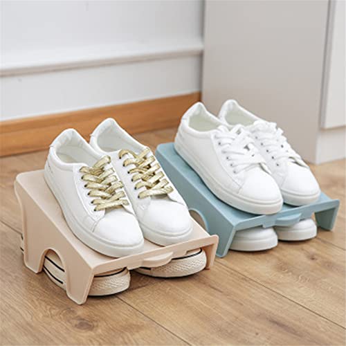 ASkinds 6 Pack Shoe Stacker Slots Space Saver, Double Layer Stack Shoe Racks, Increase Space by 200% Shoe Stackers for Home Closet Organization(Random Color)