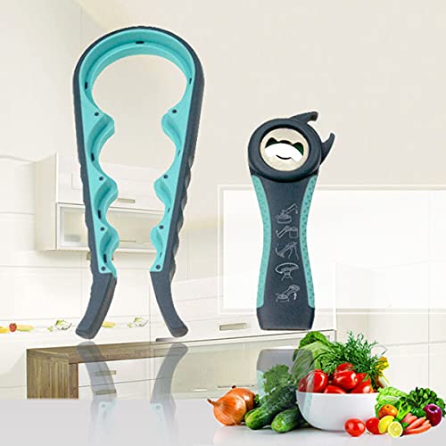GZLT Jar Opener for Seniors with Arthritis,Jar Opener for Weak Hands,5-in-1 Bottle Opener,4-in-1 Can Opener(Blue)