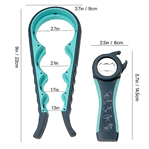 GZLT Jar Opener for Seniors with Arthritis,Jar Opener for Weak Hands,5-in-1 Bottle Opener,4-in-1 Can Opener(Blue)