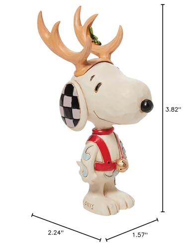 Enesco Jim Shore Peanuts Snoopy Reindeer Miniature Figurine, 3.82 Inch, Multicolor