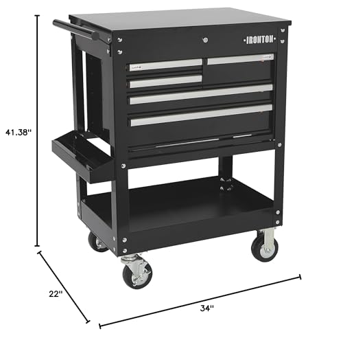 Ironton 30in. 5-Drawer Mechanic's Tool Cart - 33-7/8in.L x 17-5/8in.W x 39-1/8in.H, 700-Lb. Capacity