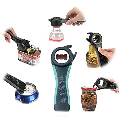 GZLT Jar Opener for Seniors with Arthritis,Jar Opener for Weak Hands,5-in-1 Bottle Opener,4-in-1 Can Opener(Blue)