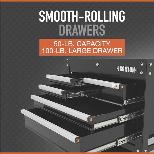 Ironton 30in. 5-Drawer Mechanic's Tool Cart - 33-7/8in.L x 17-5/8in.W x 39-1/8in.H, 700-Lb. Capacity