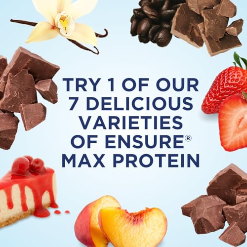Ensure Max Protein Nutrition Shake Liquid, with 30g of Protein, 1g of Sugar, High Protein Shake, Creamy Peach, 11 fl oz - Pack of 12