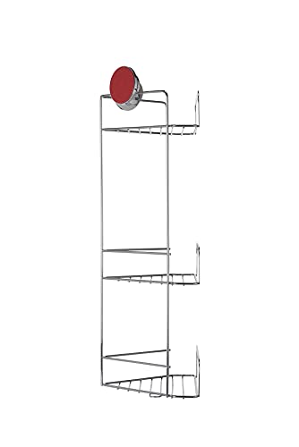 Croydex Stick n Lock Easy to Fit Adhesive Three Tier Corner Basket, Silver