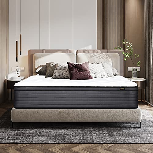 AICEHOME Full Mattress, Hybrid Mattress High Density Foam Individually Wrapped Pocket Coils Mattresses,Motion Isolation Medium Firm Full Size Bed Mattress