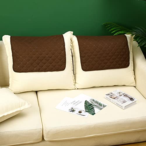 Panelee 2 Pcs Headrest Cover for Recliner Chair Sofa Headrest Cover Head Protector Furniture Protector for Recliner Sofa Slipcovers(Chocolate)