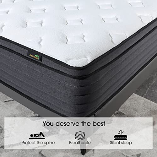 AICEHOME Full Mattress, Hybrid Mattress High Density Foam Individually Wrapped Pocket Coils Mattresses,Motion Isolation Medium Firm Full Size Bed Mattress