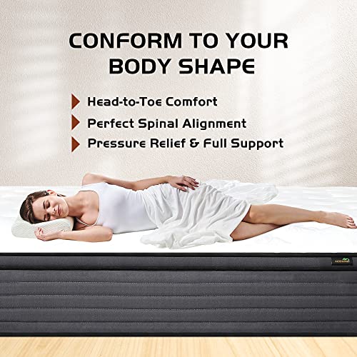 AICEHOME Full Mattress, Hybrid Mattress High Density Foam Individually Wrapped Pocket Coils Mattresses,Motion Isolation Medium Firm Full Size Bed Mattress