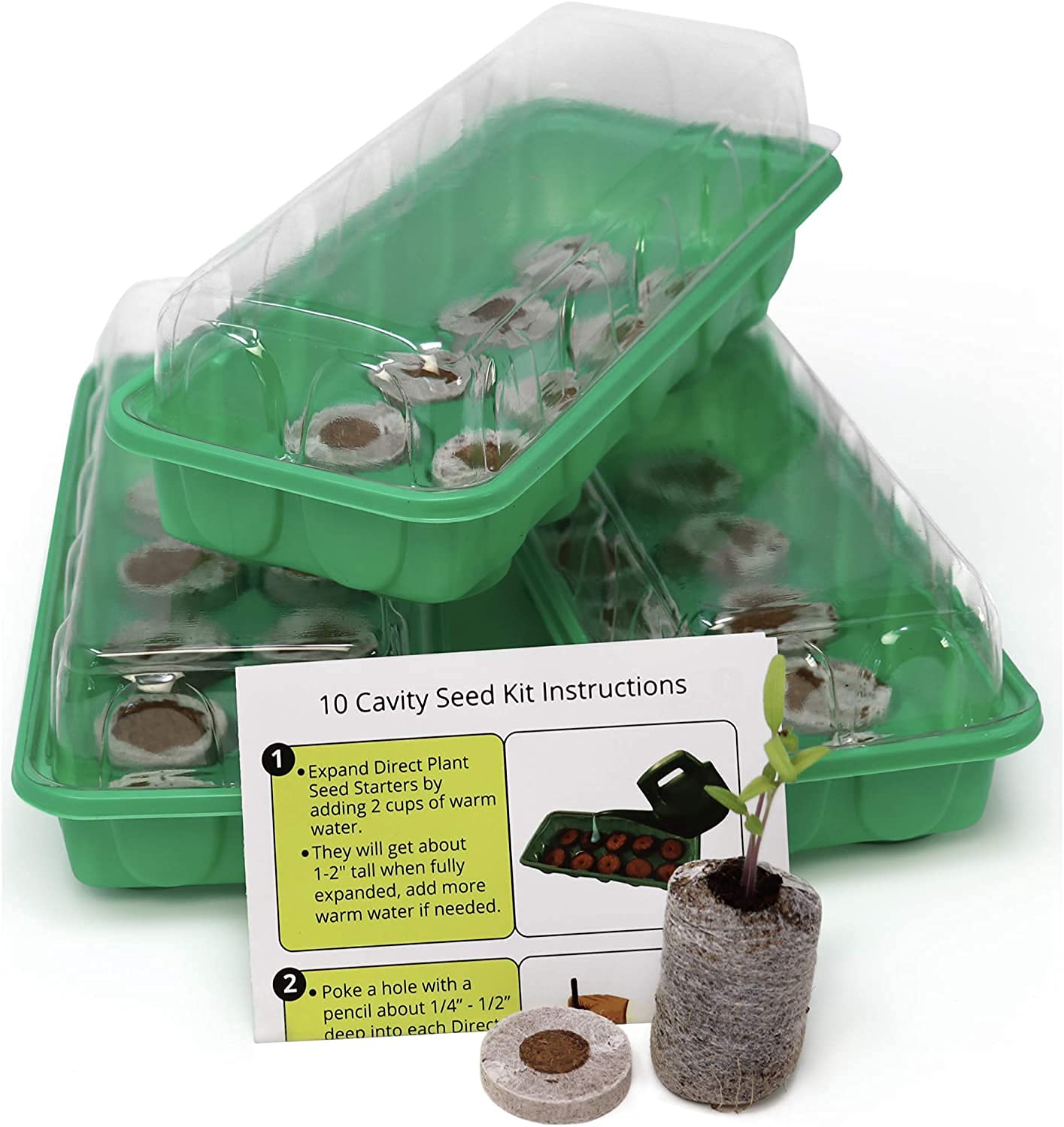 Window Garden 20 Cavity Seed Propagation Kits (2) and Greenhouse Seed Starter Kit β Mini Reusable Plastic Indoor Seed Starter Tray with Dome and Soil Pods for Starting Seeds