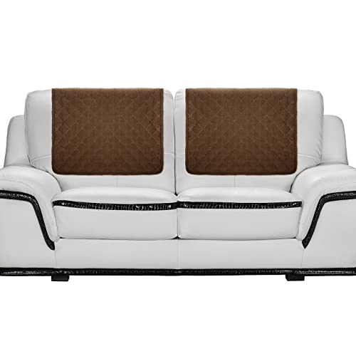 Panelee 2 Pcs Headrest Cover for Recliner Chair Sofa Headrest Cover Head Protector Furniture Protector for Recliner Sofa Slipcovers(Chocolate)