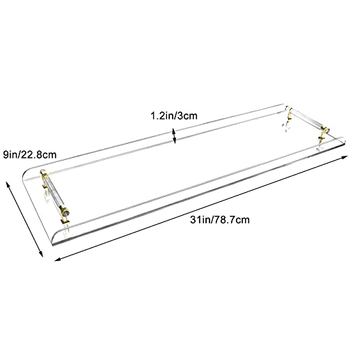 AKaSping 31" Bathtub Rack Clear Bathtub Tray Caddy Tub Shelf Spa Board with Handles Waterproof Bathroom Bathtub Table for Phone Candles Food Wine Glass