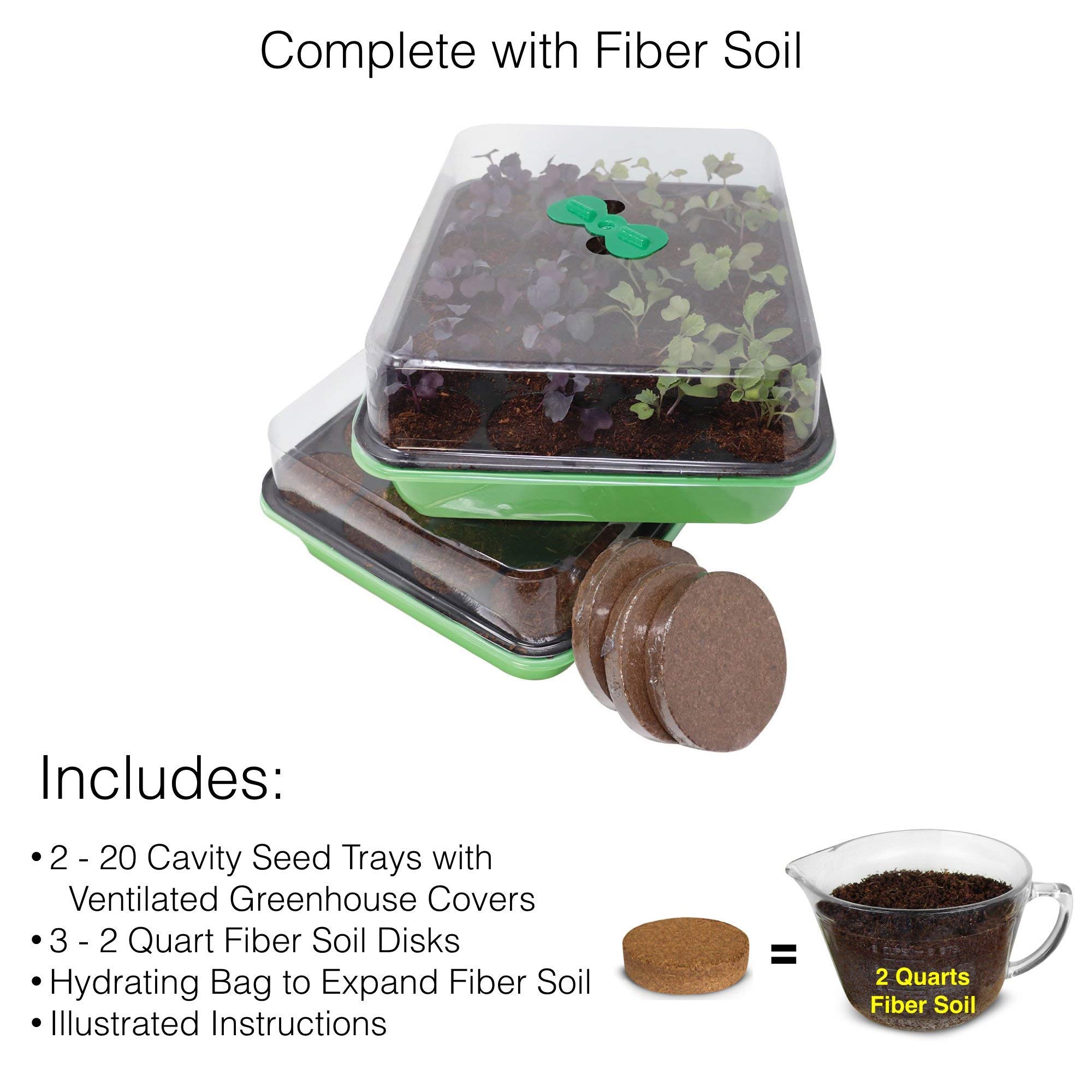 Window Garden 20 Cavity Seed Propagation Kits (2) and Greenhouse Seed Starter Kit β Mini Reusable Plastic Indoor Seed Starter Tray with Dome and Soil Pods for Starting Seeds