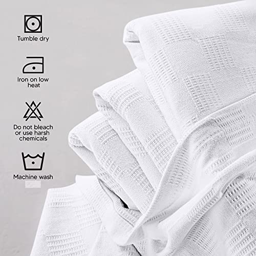 Utopia Bedding 100% Cotton Blanket (Queen Size - 90x90 Inches) 350GSM Lightweight Thermal Blanket, Soft Breathable Blanket for All Seasons (White)