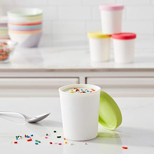 Tovolo Sweet Treat, 6 oz. Mini Tubs Set of 4, Tight-Fitting Silicone Lid, Easy Stacking Reusable Ice Cream Container, 6-Ounces, Assorted
