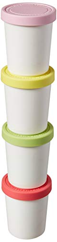 Tovolo Sweet Treat, 6 oz. Mini Tubs Set of 4, Tight-Fitting Silicone Lid, Easy Stacking Reusable Ice Cream Container, 6-Ounces, Assorted