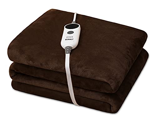 VEOHAUT Heated Blanket Electric Throw with Double-Layer Flannel, 6 Heating Levels, 3 Hours Auto-Off, Fast Heat & ETL Certification, Home Office Use & Machine Washable, 50x60 inches