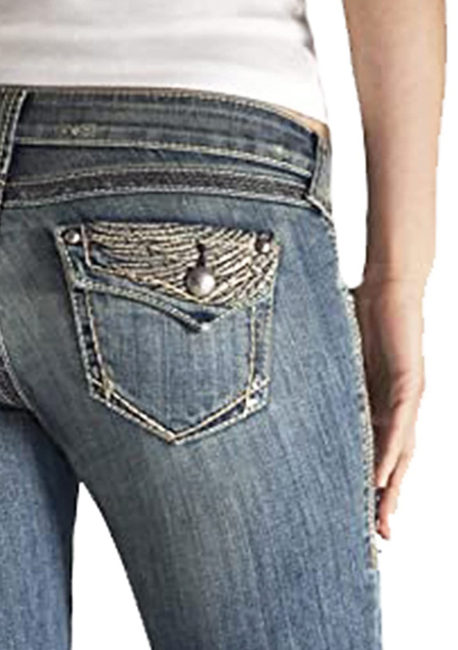 American Flag Eagle Pattern Mid Rise Bootcut Jeans for Women,07-Blue,X-Large