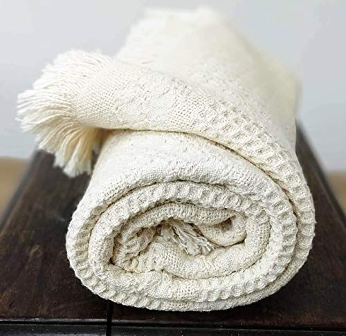 Pure Country Weavers Brittany Natural Blanket - Gift Tapestry Throw Woven from Cotton - Made in The USA (69x48)