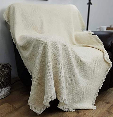 Pure Country Weavers Brittany Natural Blanket - Gift Tapestry Throw Woven from Cotton - Made in The USA (69x48)