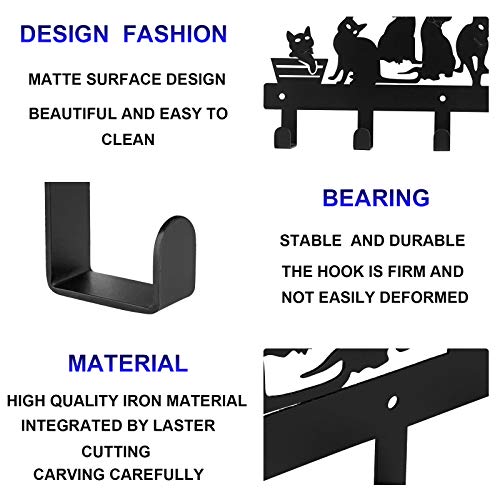 Towel Holder 5 Hooks for Bathroom, Towel Racks, Towel Hooks for Bathroom, Bedroom, Kitchen, Pool, Beach Towels, Bathrobe, Clothing, Metal Sandblasted Wall Mount Rustproof and Waterproof (Black03)
