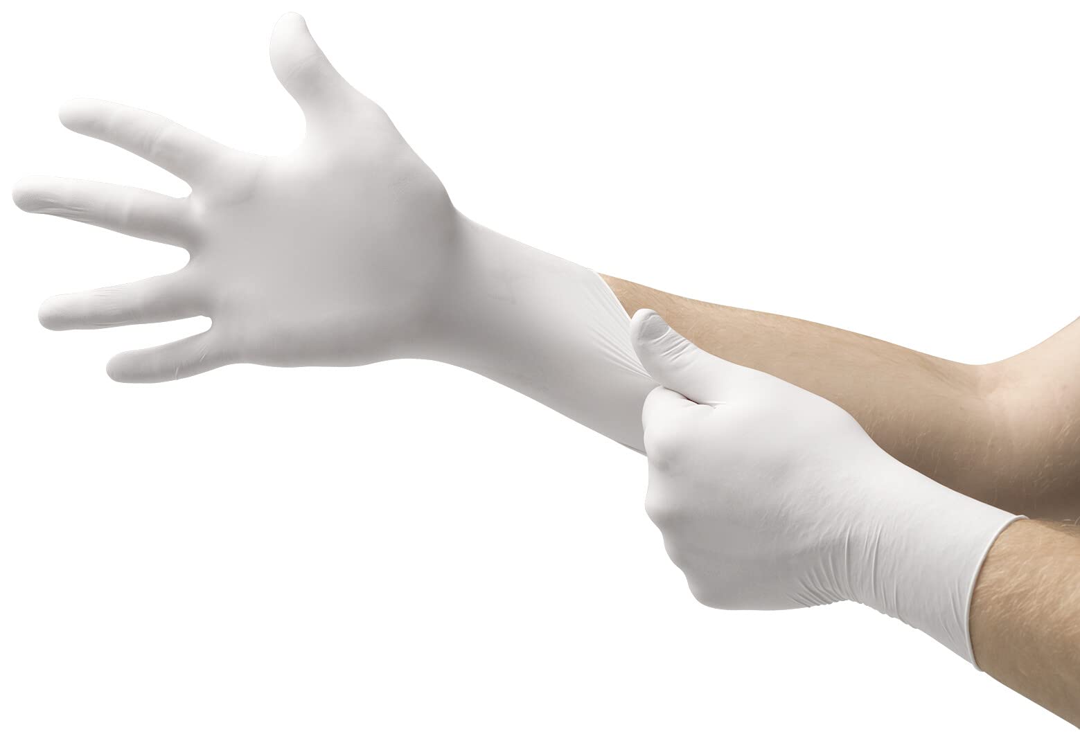 Ansell Microflex N80 Disposable Nitrile Gloves w/Full Texture for Automotive, Maintenance, Cleaning - Large, White (Box of 100)