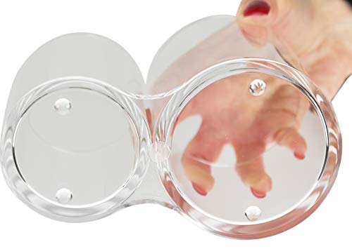 Home-X Clear Acrylic Cotton Ball and Swab Holder Set, 2 Attached Jars with Seashell Lids for Bathroom Storage, 6" L x 3 ¼ " W x 4 ¾ " H, Clear