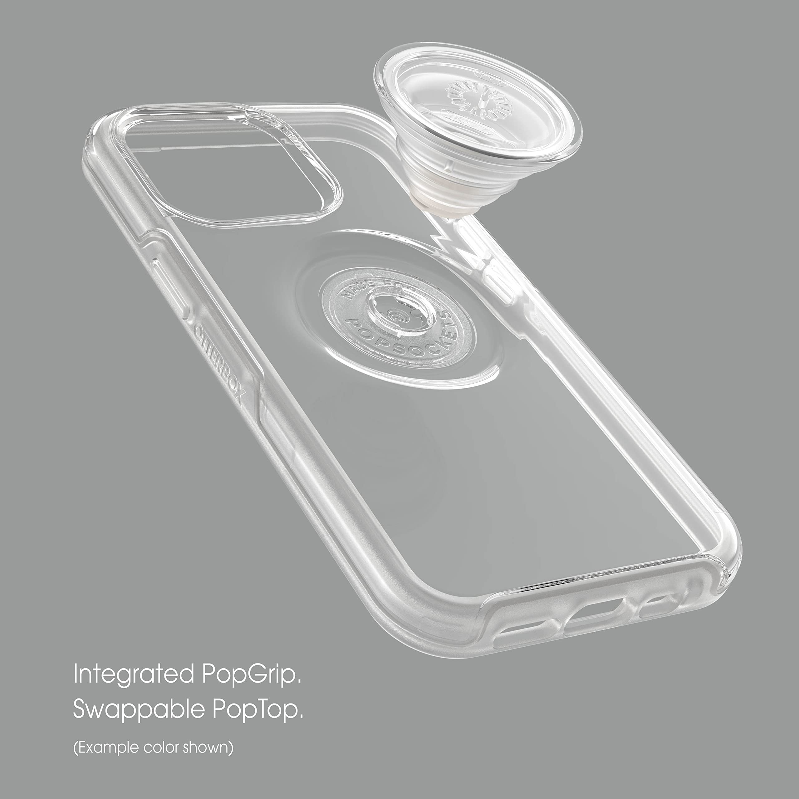 OtterBox iPhone 13 Pro Otter + Pop Symmetry Series Clear Case - Stardust (Clear/Glitter), Integrated PopSockets PopGrip, Slim, Pocket-Friendly, Raised Edges Protect Camera & Screen