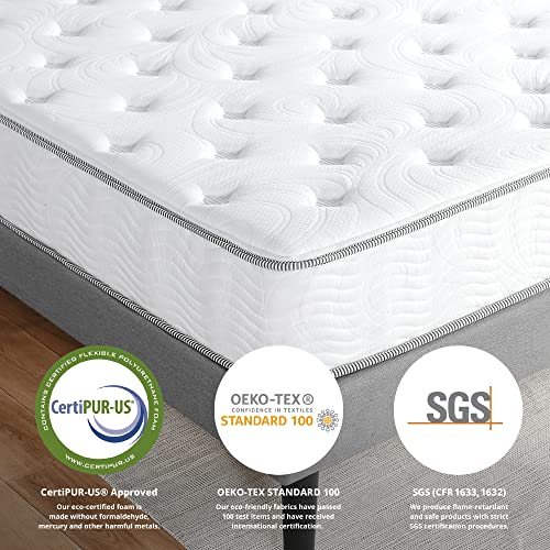 Olee Sleep Foam 10 Inch Milky Way Tight Top Hybrid Mattress, Queen, Firm, Plush,White