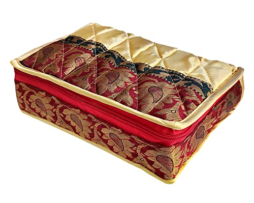 Kuber Industries Designer Jewellery Kit in Heavy Quilted Brocade Material Brown