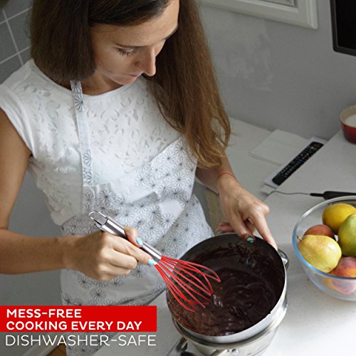 Silicone Whisk Set of 3 - Stainless Steel & Silicone Non-Stick Coating β Colored Balloon Egg Beater for Blending, Whisking, Beating, Frothing & Stirring (12-inch, 10-inch & 8.5-inch)