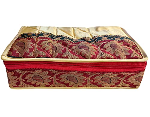Kuber Industries Designer Jewellery Kit in Heavy Quilted Brocade Material Brown