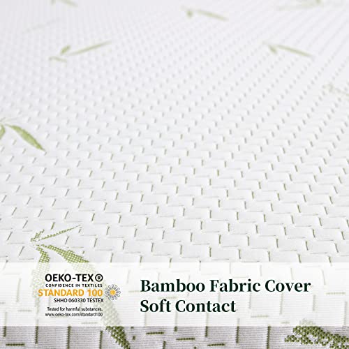 Vyfipt 8 Inch Medium Firm Green Tea Memory Foam Mattress, Cooling Gel Foam, Pressure Relieving, CertiPUR-US Certified, Bed-in-a-Box, White, Queen