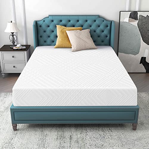 IULULU 10 Inch Full Size Memory Foam Mattress, Mattresses in a Box, Breathable Removable Quilted Cover, Medium Feeling, White