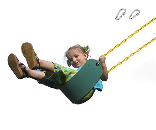 Heavy Duty Swing Seat 66" Chain Plastic Coated, Playground Backyard Kids Swing Set Accessories Outdoor Replacement with Snap Hooks, Swings for Kids Adults(Green)