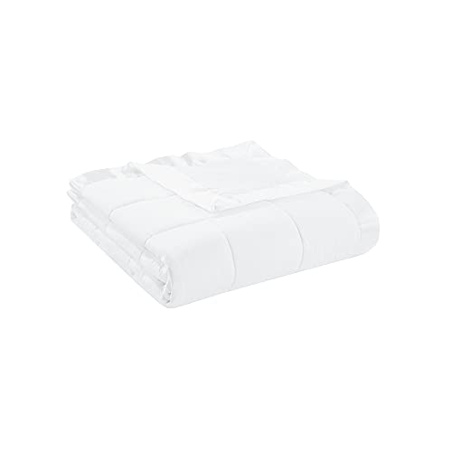 Madison Park Windom Down Alternative Blanket, Premium 3M Scotchgard Moisture Wicking Treatment, Lightweight and Soft Bed Cover For Summer, Satin Trim, White Twin