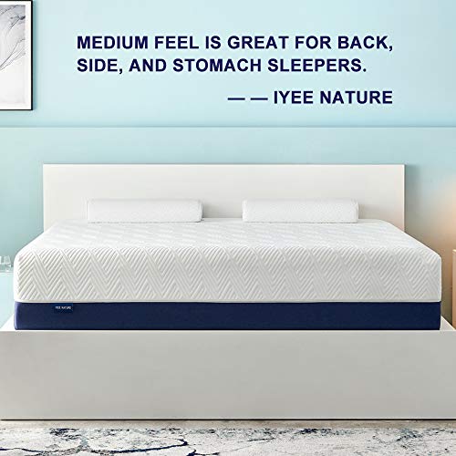 IYEE NATURE Queen Mattress 10 Inch Cooling-Gel Memory Foam Mattress in a Box,Medium Firm CertiPUR-US Certified Breathable Bed Mattress Supportive & Pressure Relief,60''x 80''x10''