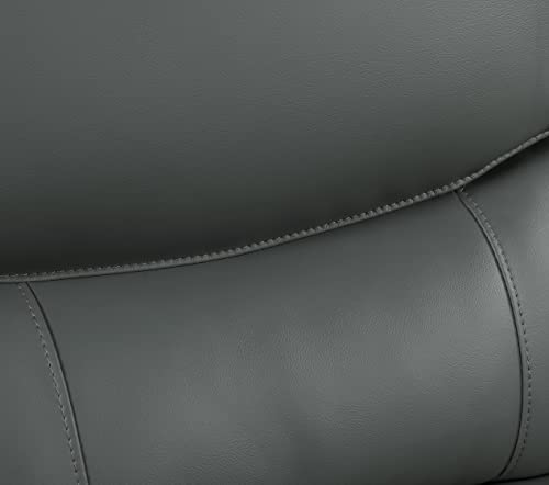 Blackjack Furniture Binion 1 Piece Modern Genuine Leather Sofa for Living Room with Padded Headrest, Wide Arms & Chrome Accents, Elegant Upholstered Couch, Sofa, Gray