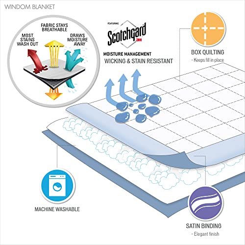 Madison Park Windom Down Alternative Blanket, Premium 3M Scotchgard Moisture Wicking Treatment, Lightweight and Soft Bed Cover For Summer, Satin Trim, White Twin