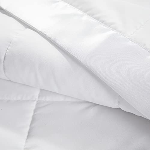 Madison Park Windom Down Alternative Blanket, Premium 3M Scotchgard Moisture Wicking Treatment, Lightweight and Soft Bed Cover For Summer, Satin Trim, White Twin